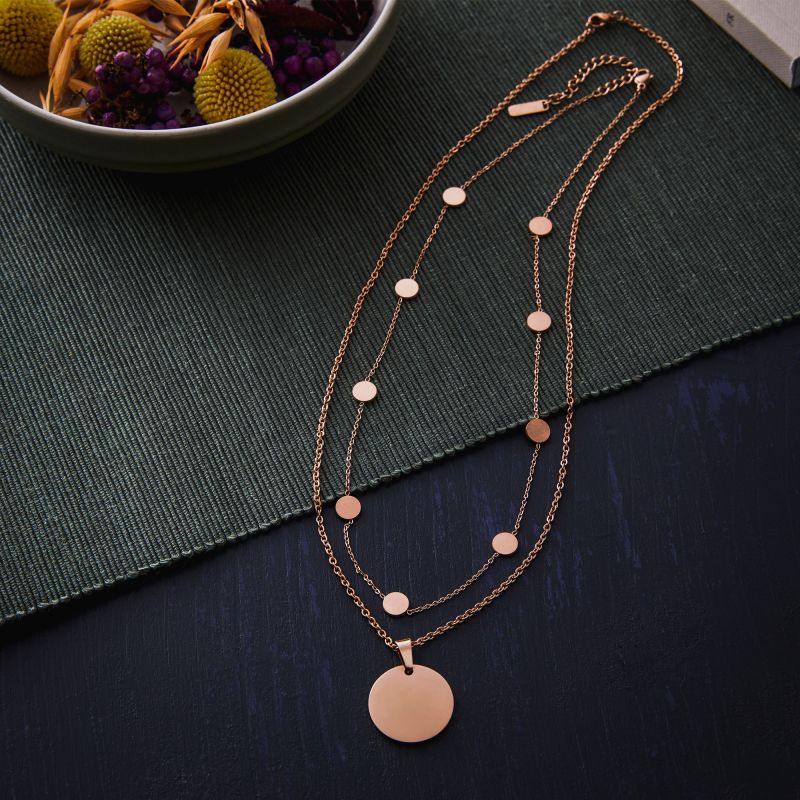 Set Layering Kette und Halskette - Roségold