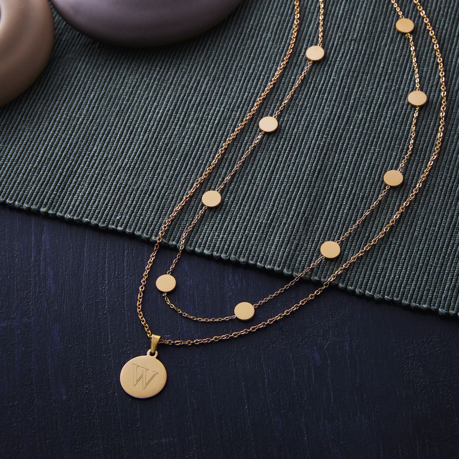 Set Layering Kette und Halskette Initial - Gold