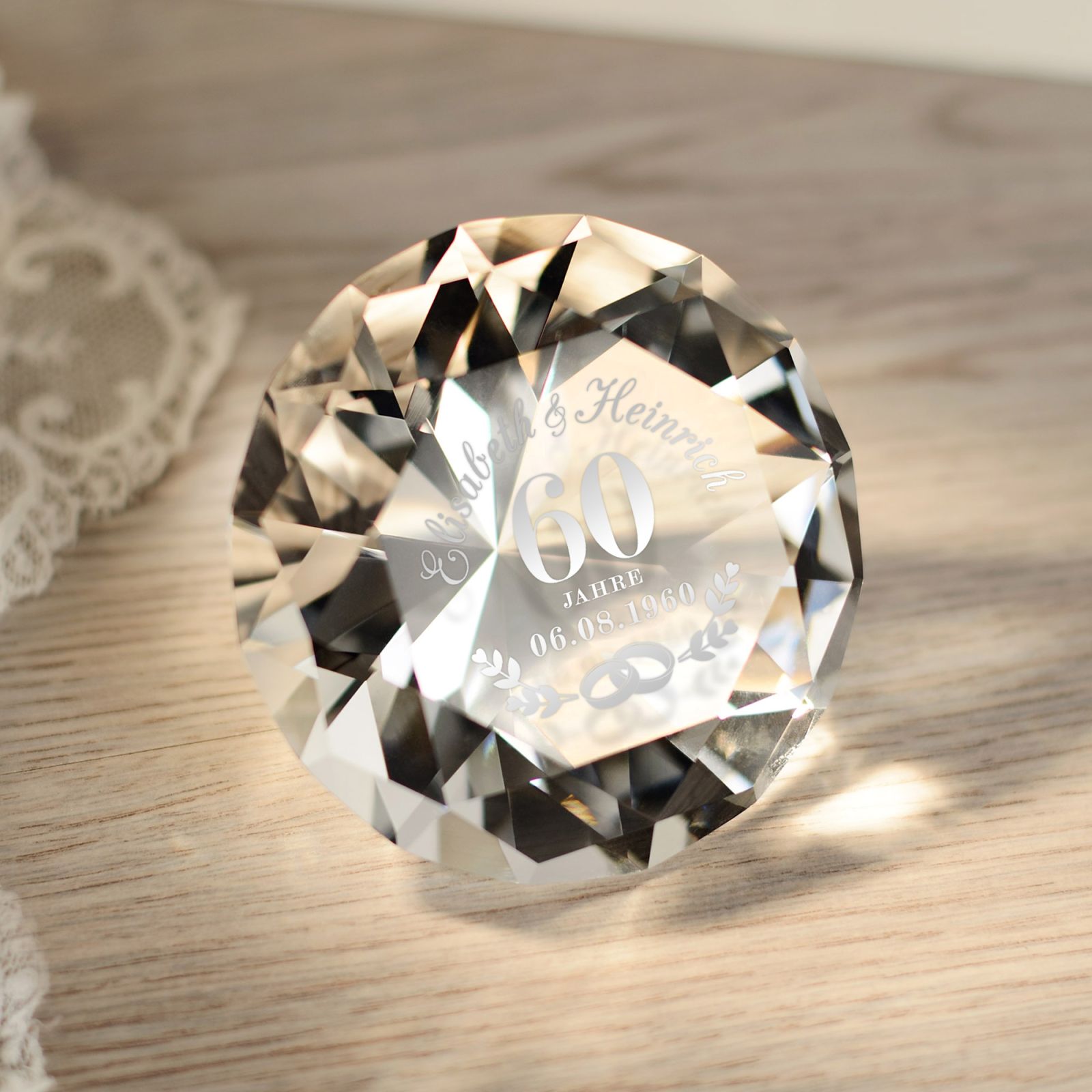 Diamant Kristall zur Diamantenen Hochzeit