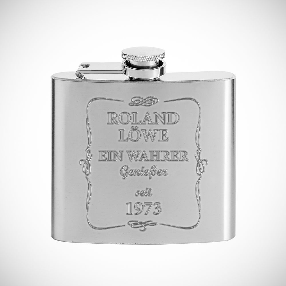 Flachmann mit Gravur - Ein wahrer Genießer - Flachmann selbst gestalten
