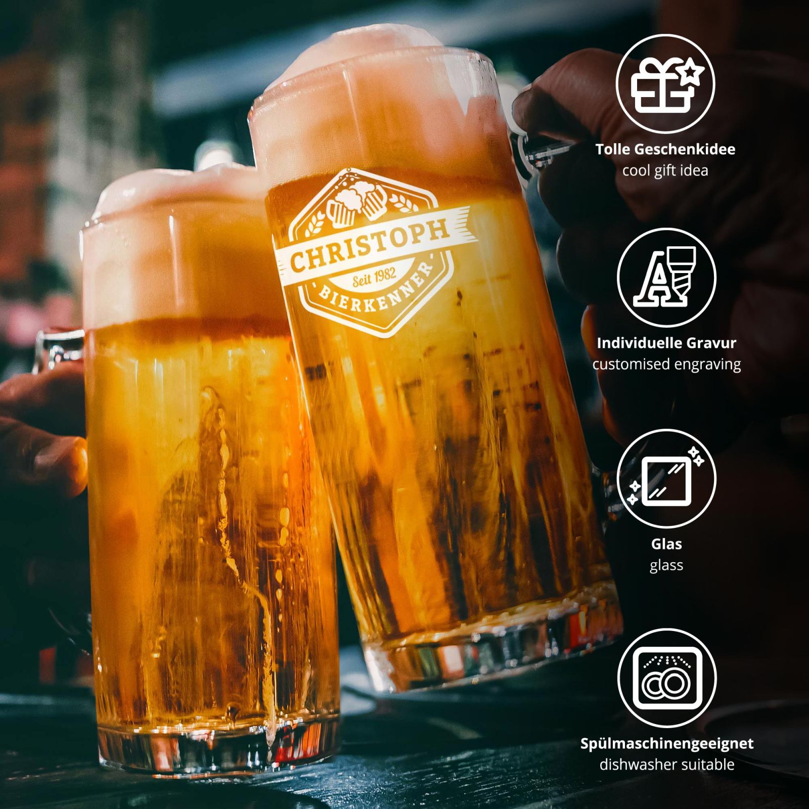 500 ml Bierkrug mit Gravur - Bierkenner