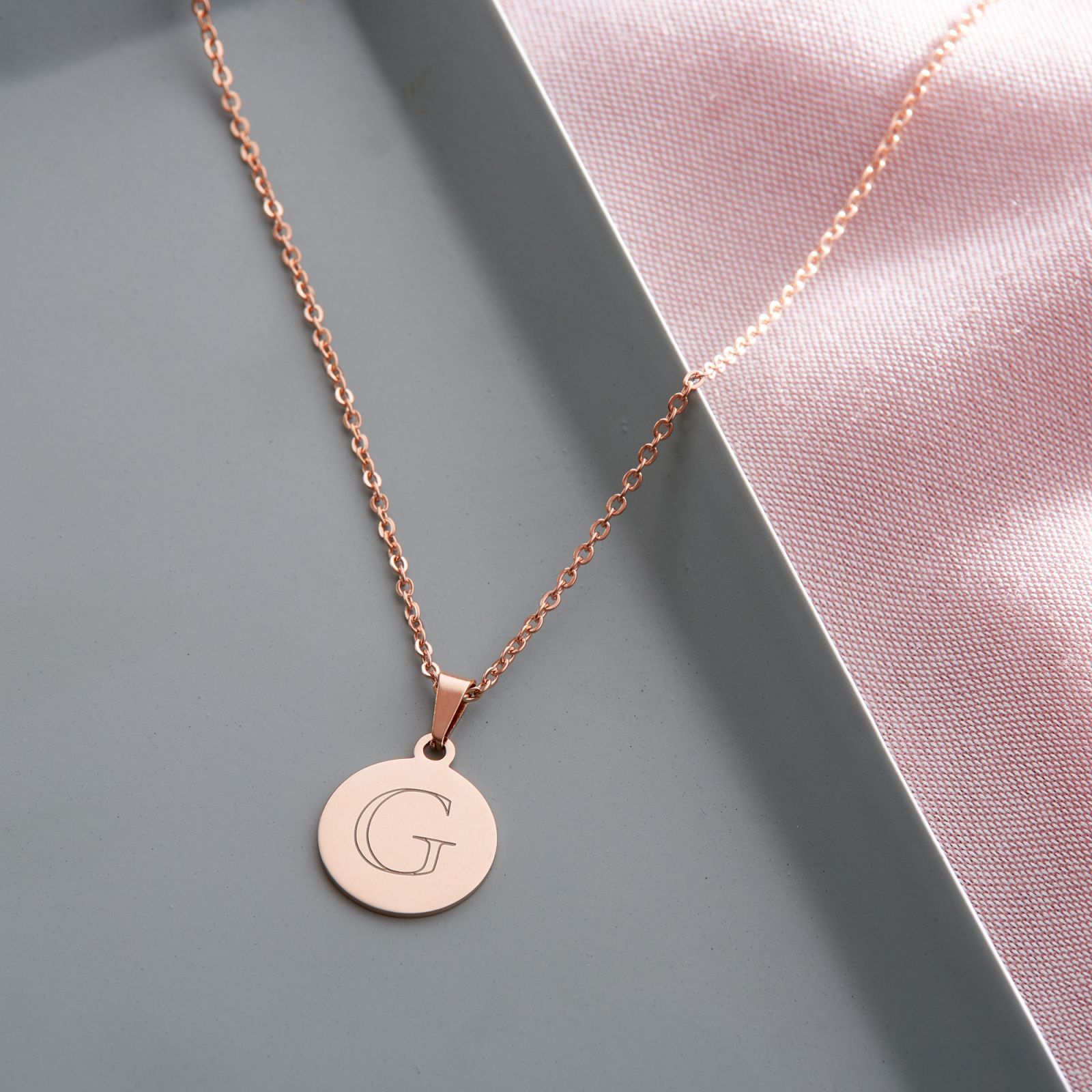 Set Layering Kette und Halskette Initial - Rosé