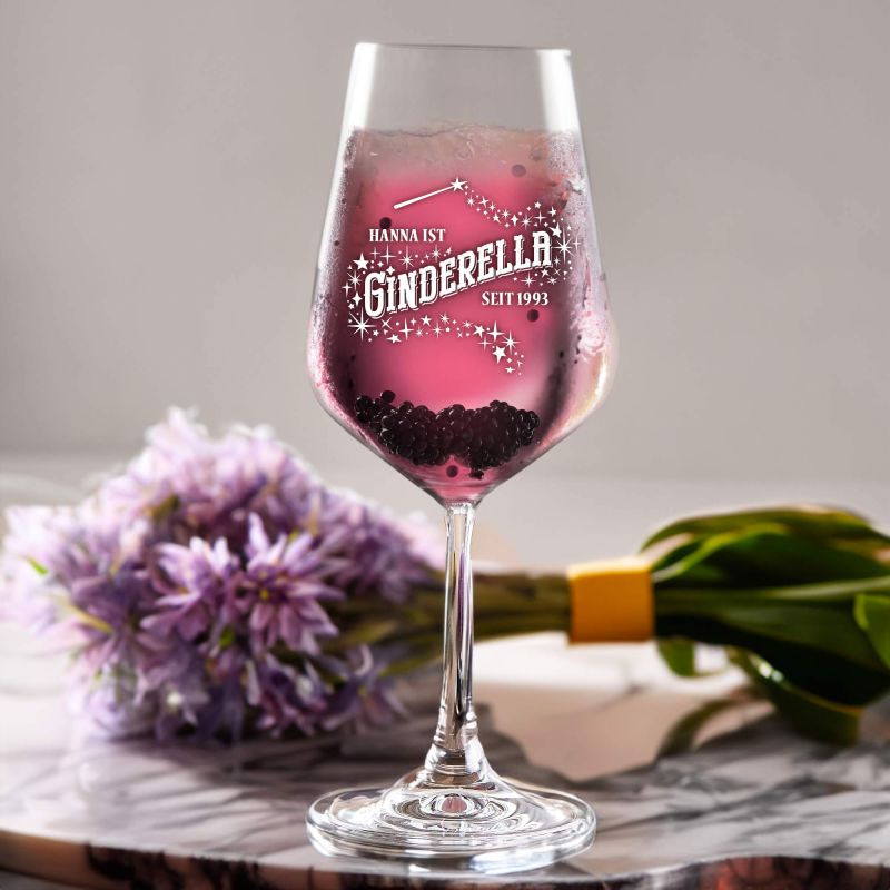 Personalisiertes Weinglas mit Gravur - Ginderella Glas